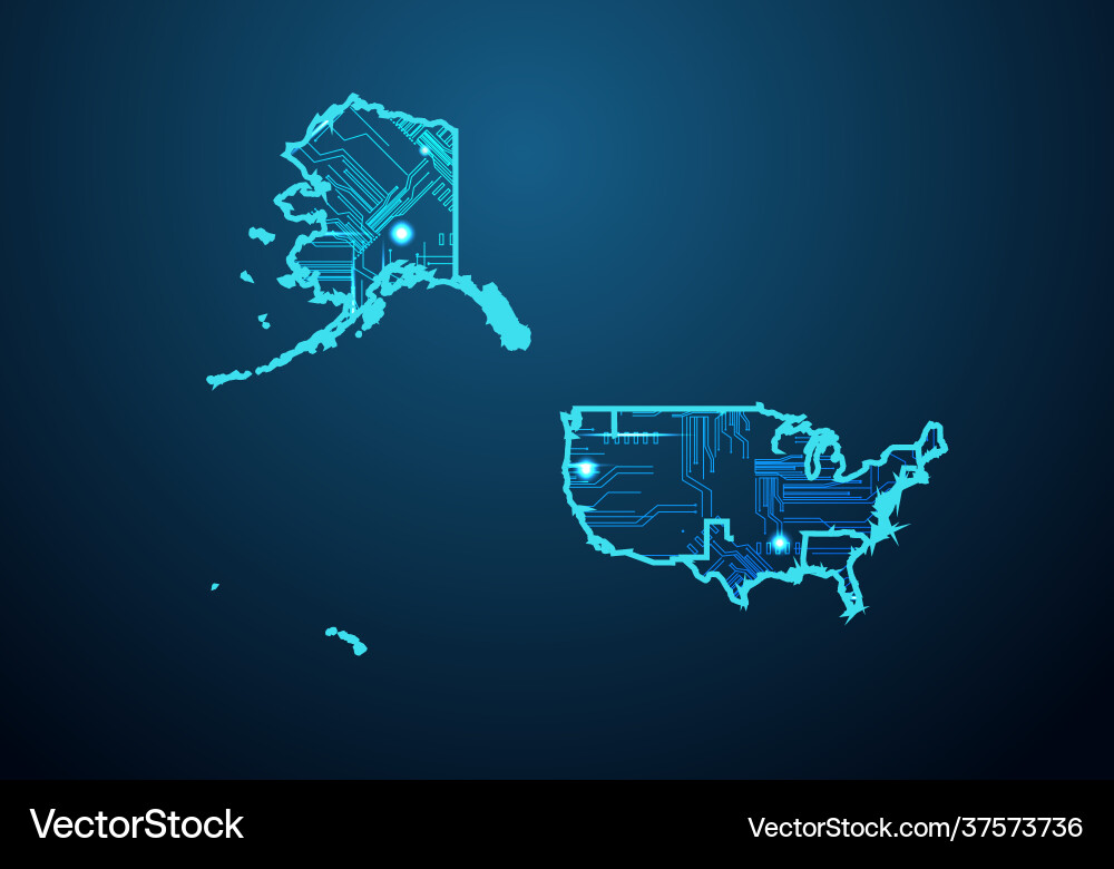Abstract futuristic map usa mercator circuit Vector Image