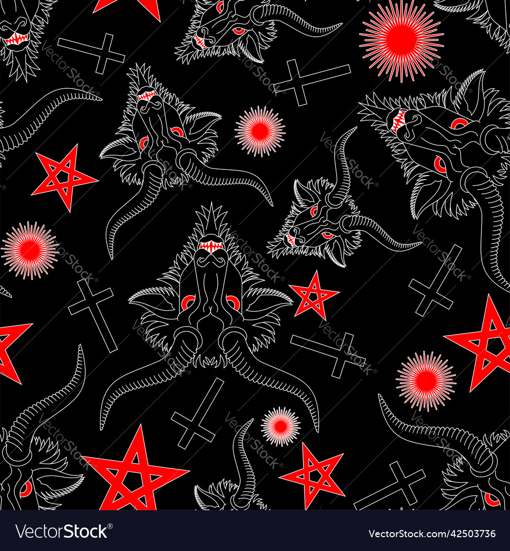 Baphomet demon pattern seamless satanic Royalty Free Vector