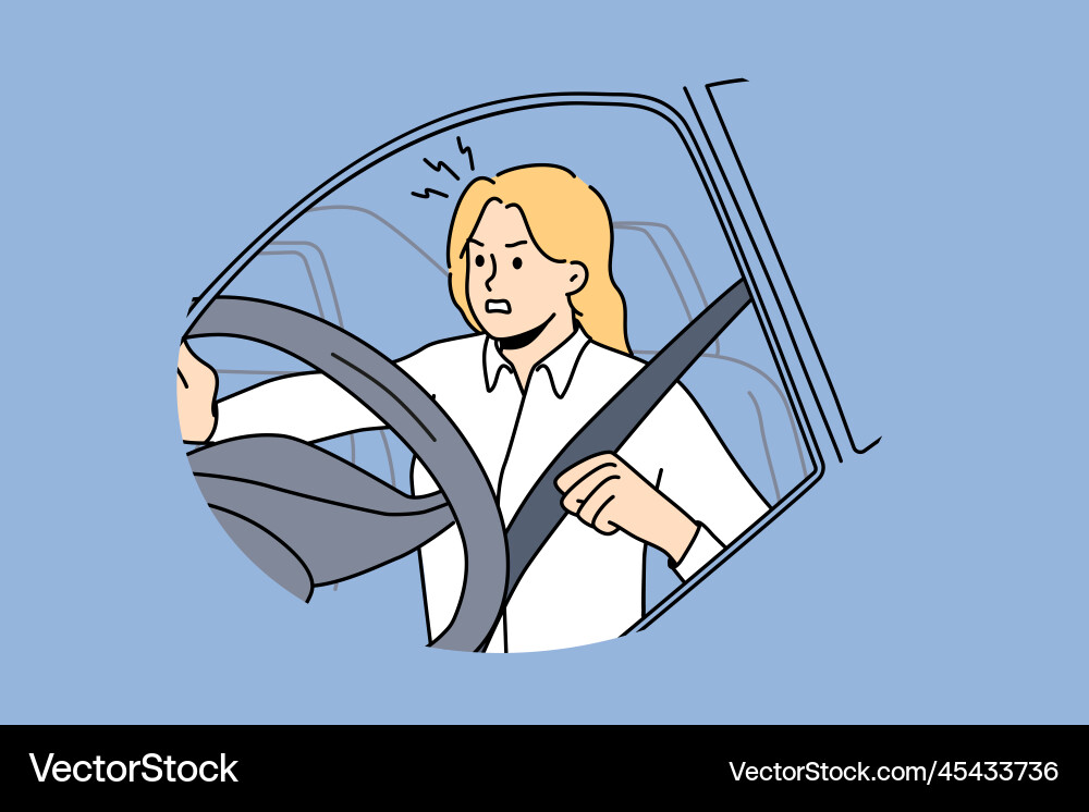 Furious woman beep in traffic Royalty Free Vector Image