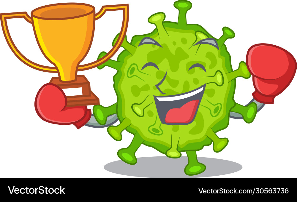 Happy face boxing winner virus corona cell Vector Image
