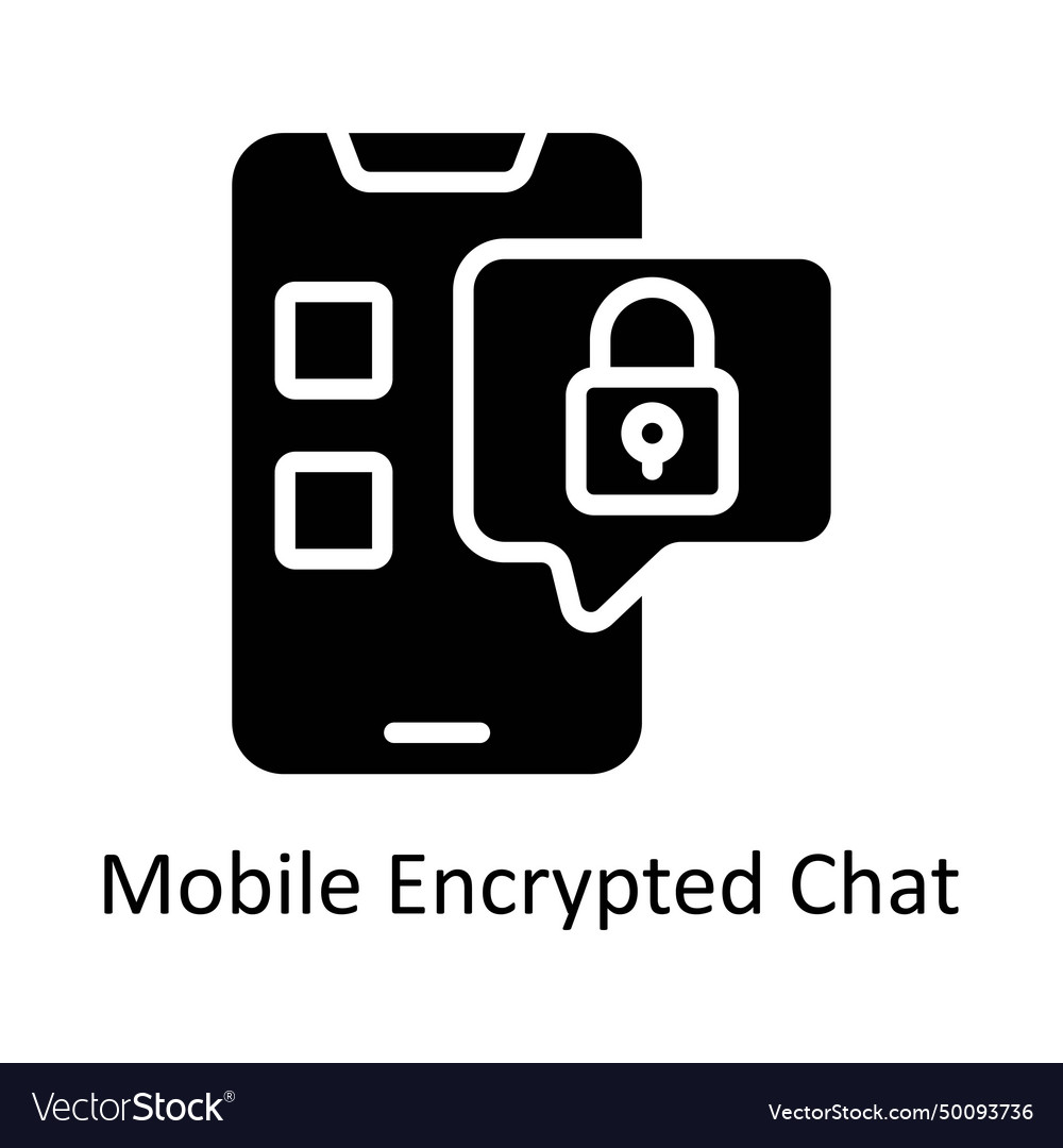 Mobile encrypted chat solid icon style illu Vector Image