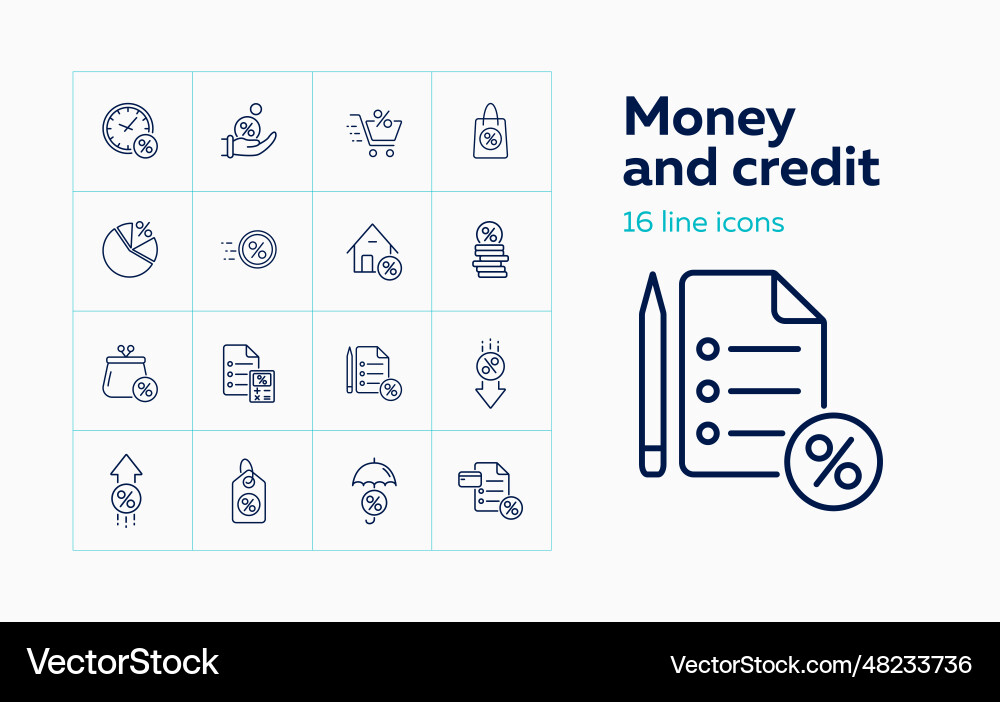 Money and credit icon set Royalty Free Vector Image