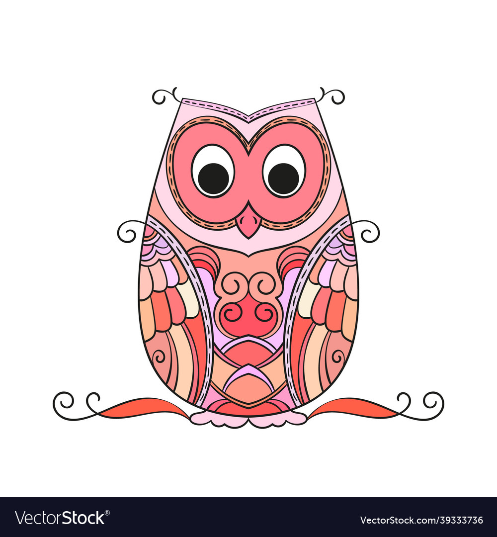 Ornamental colorful owl isolated on white Vector Image