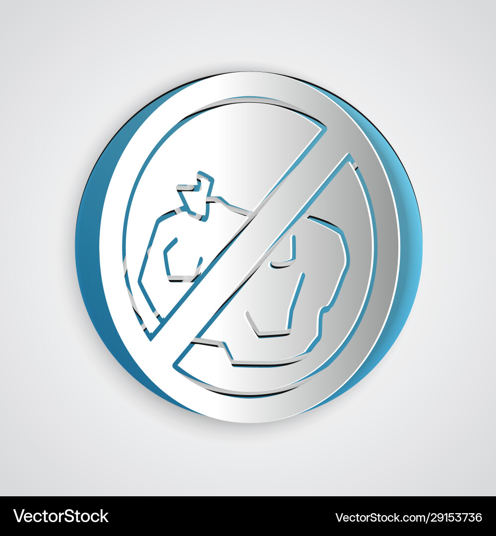 Paper cut no trash icon isolated on grey Vector Image