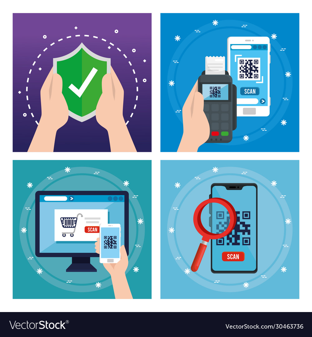 Qr code inside smartphone computer dataphone Vector Image