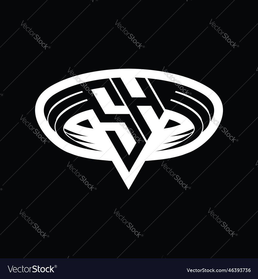 Sh logo monogram with triangle shape slice Vector Image