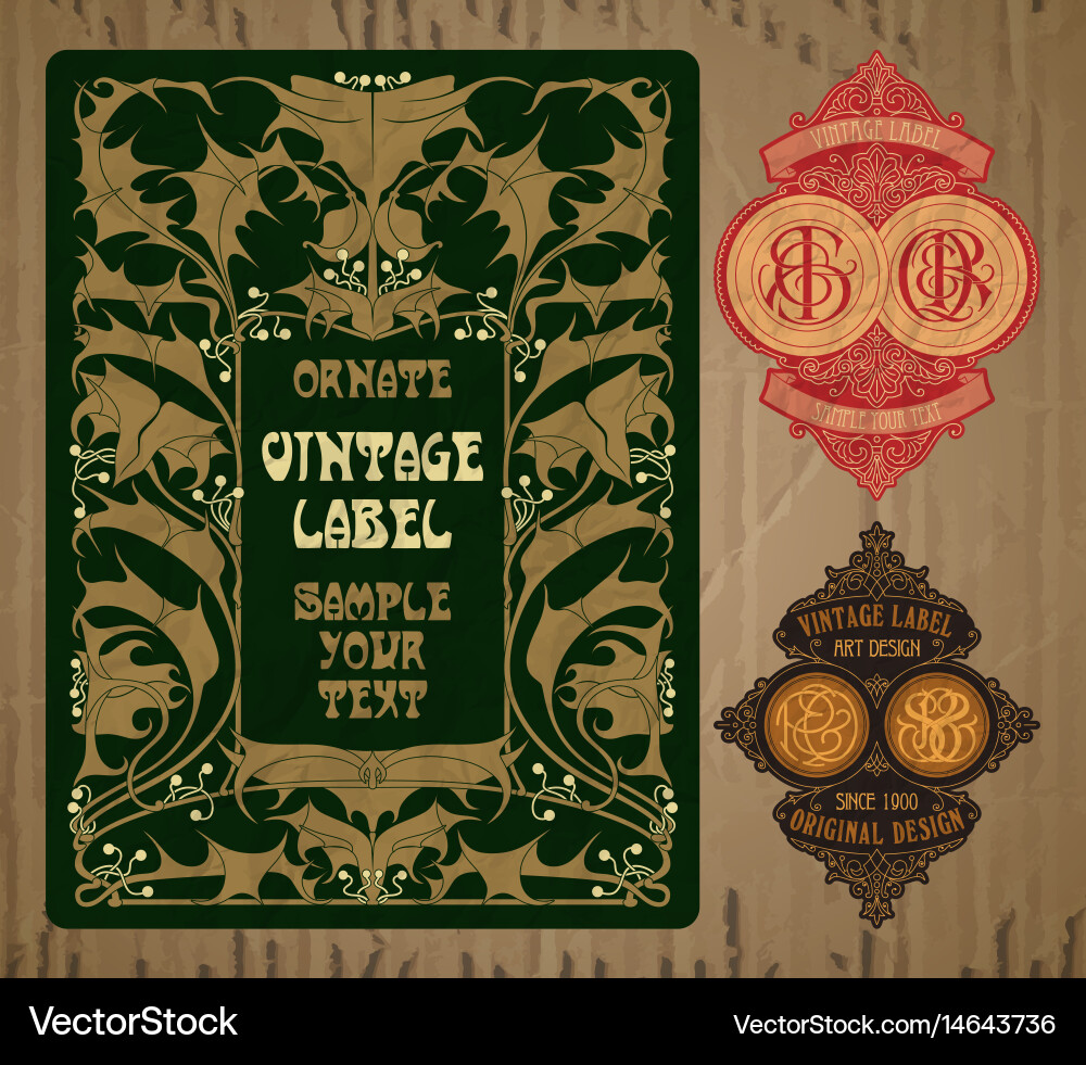 Vintage items - label art nouveau Royalty Free Vector Image