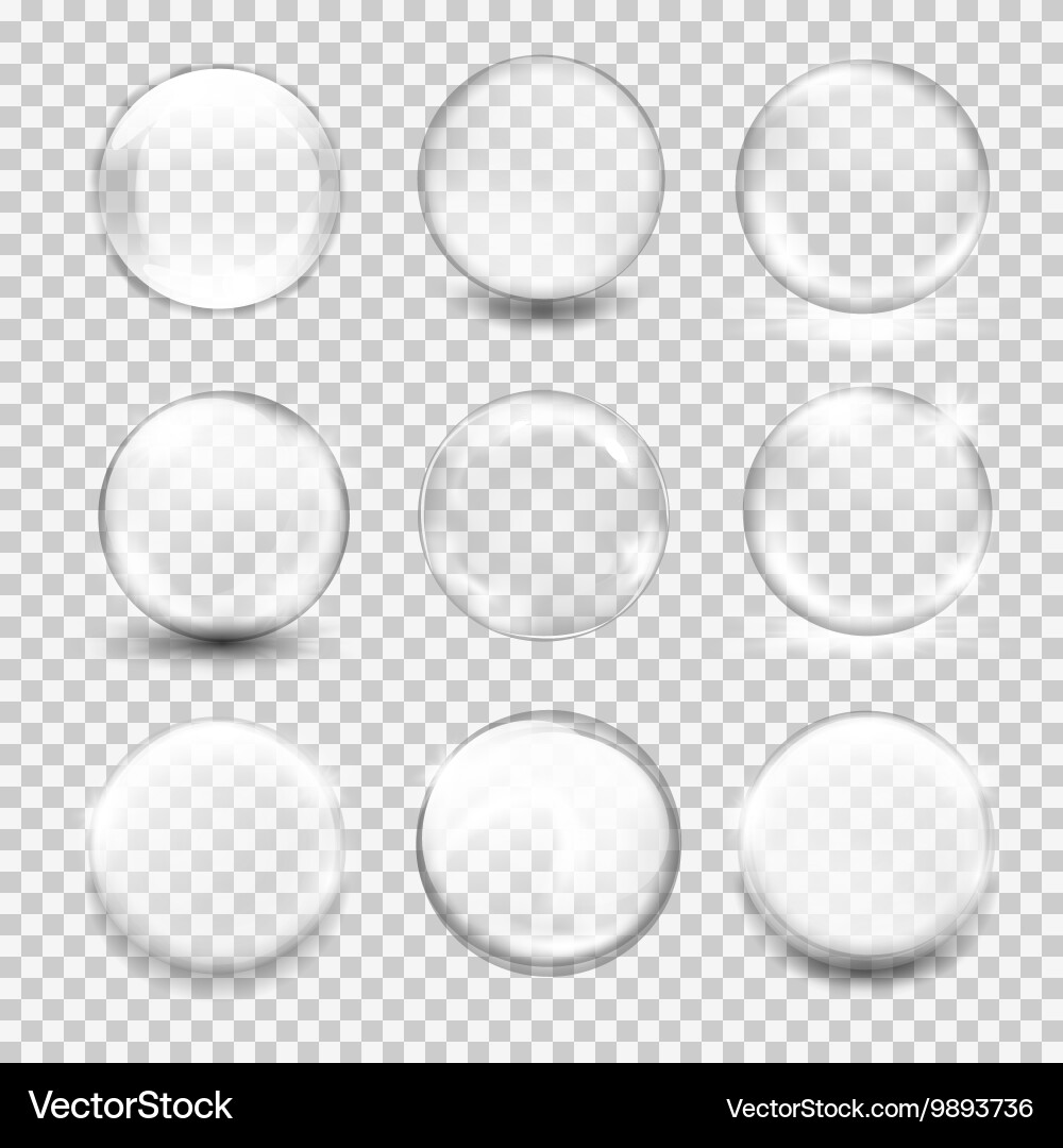 White transparent glass sphere with glares and Vector Image