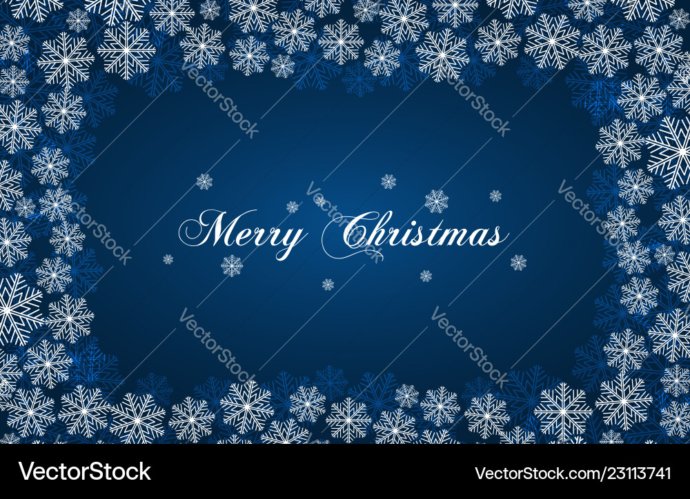 Blue new year background with white snowflakes Vector Image