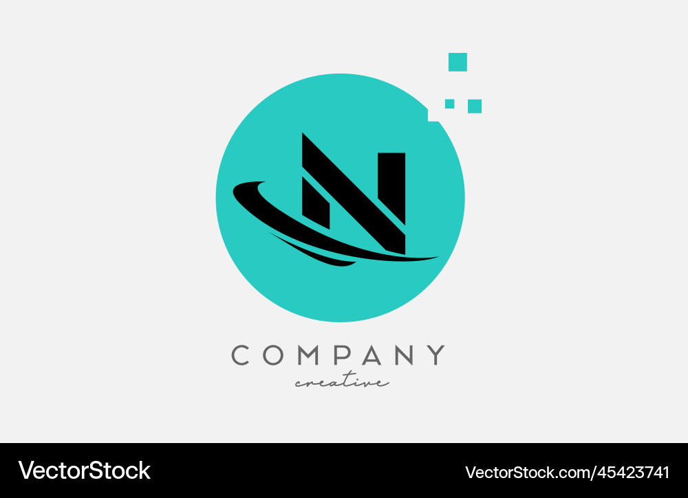 Circle n alphabet letter logo icon with dots Vector Image