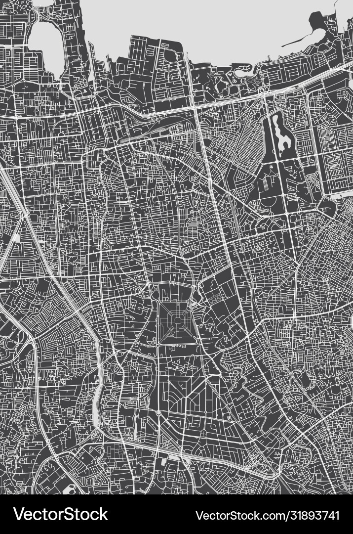 City map jakarta monochrome detailed plan Vector Image