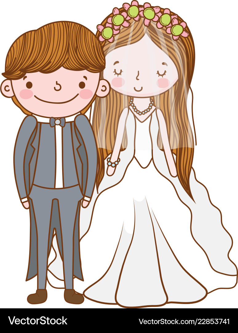 Couple marriage cute cartoon Royalty Free Vector Image