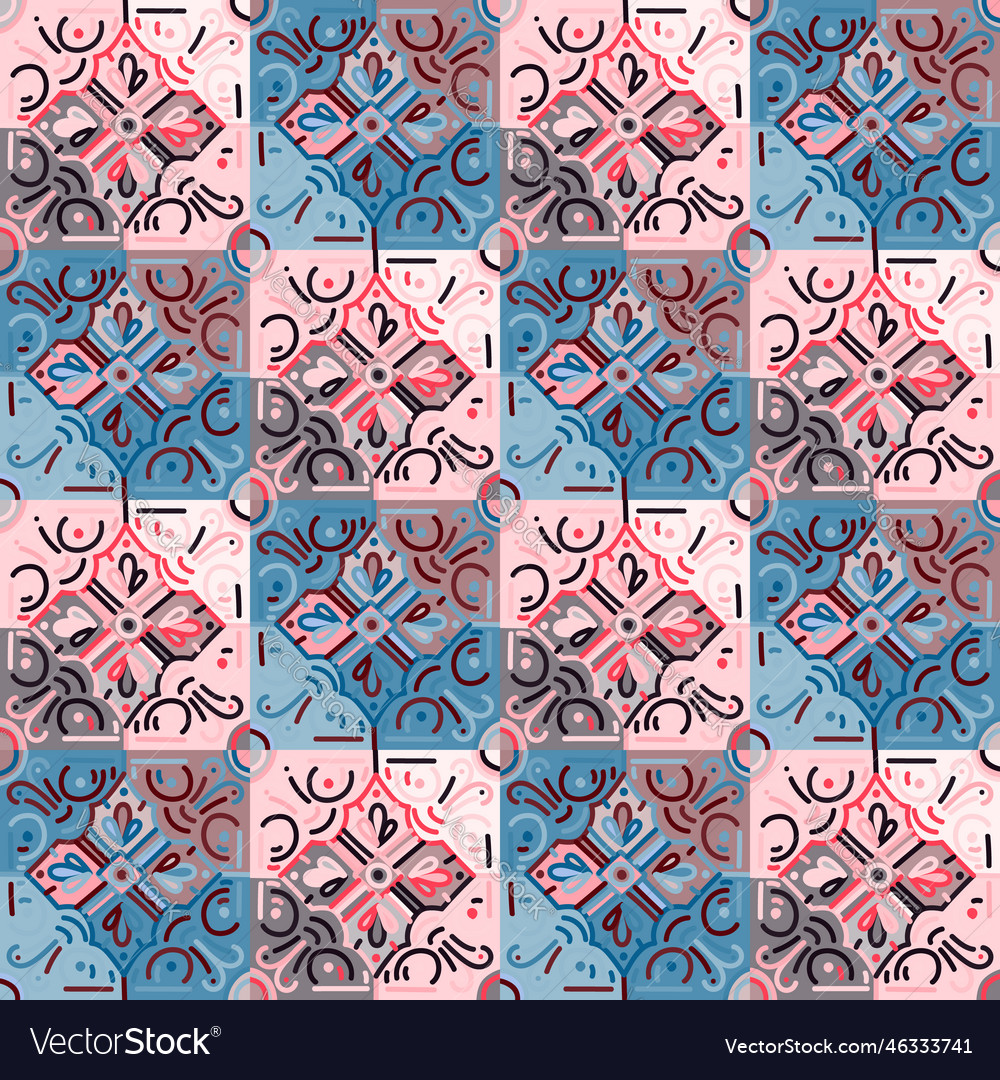 Decorative mosaic elements seamless pattern Vector Image