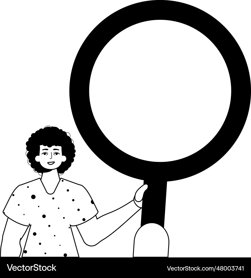 Derision is holding a blow up glass data search Vector Image