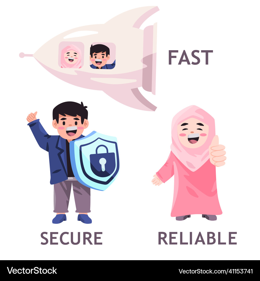 Fast secure reliable kids ofbusiness Royalty Free Vector