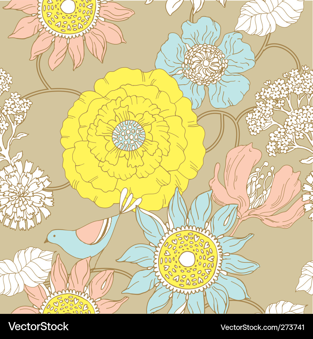 Floral garden pattern Royalty Free Vector Image
