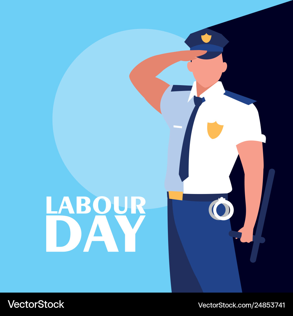 Labour day celebration with police Royalty Free Vector Image