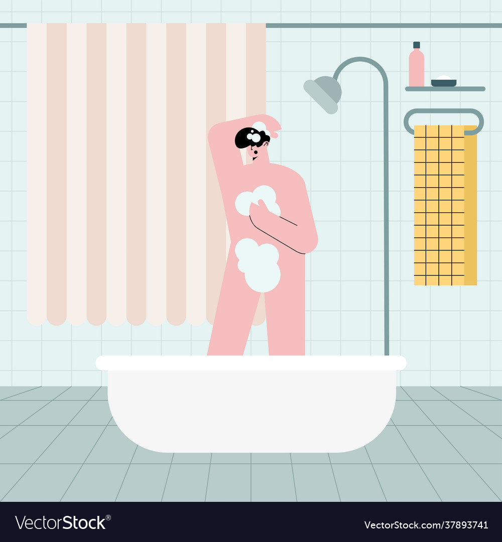 Man bathing bathroom Royalty Free Vector Image
