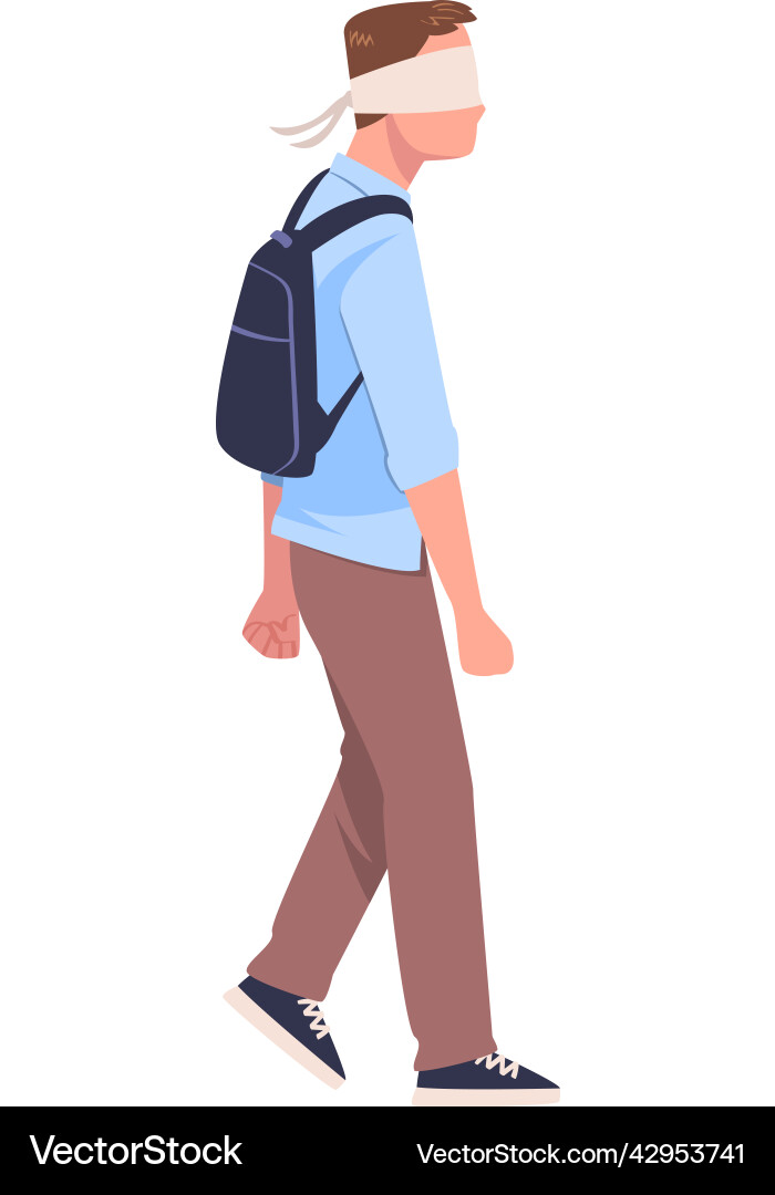 Man character wearing blindfold following someone Vector Image