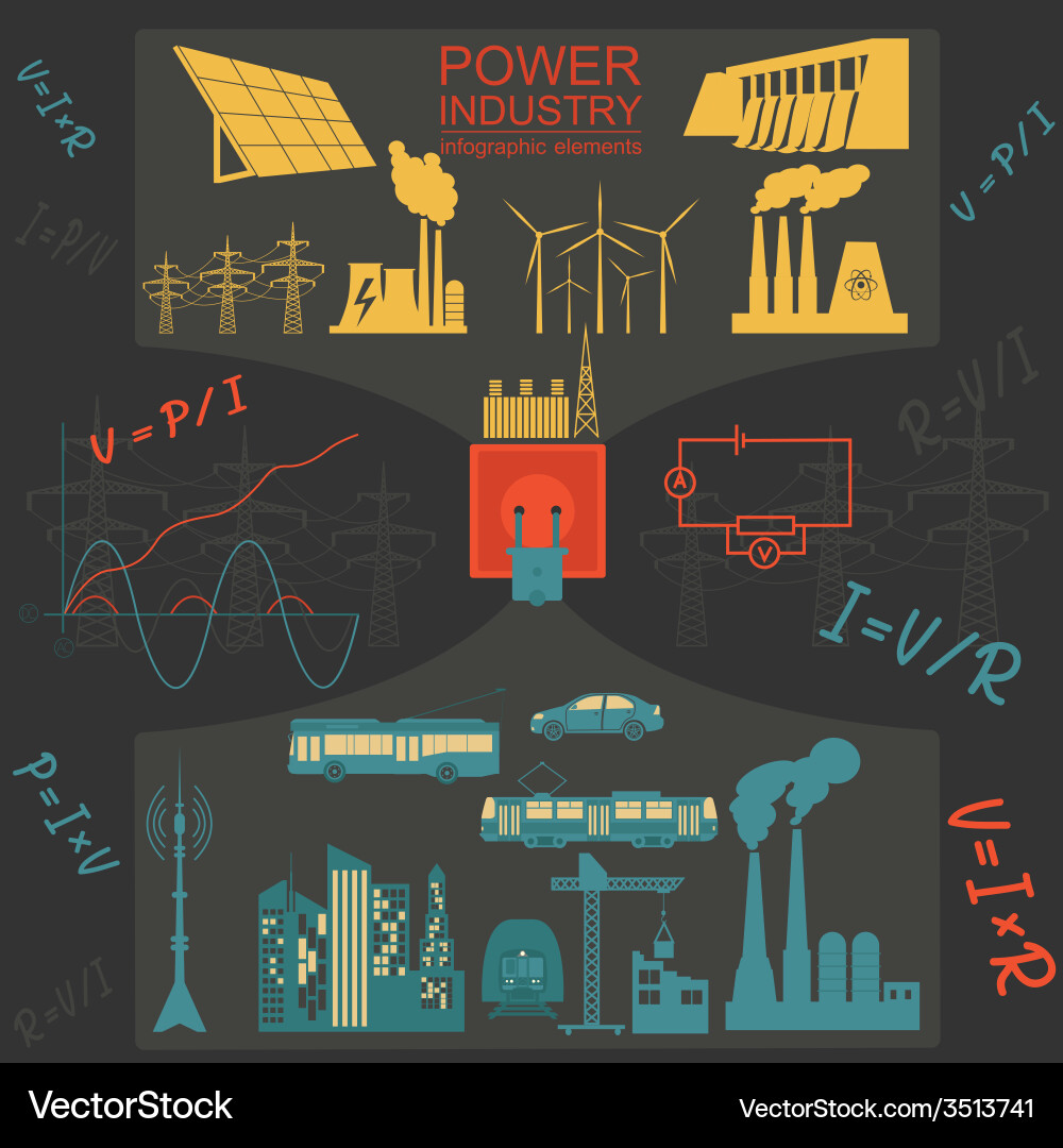 Power energy industry infographic electric systems