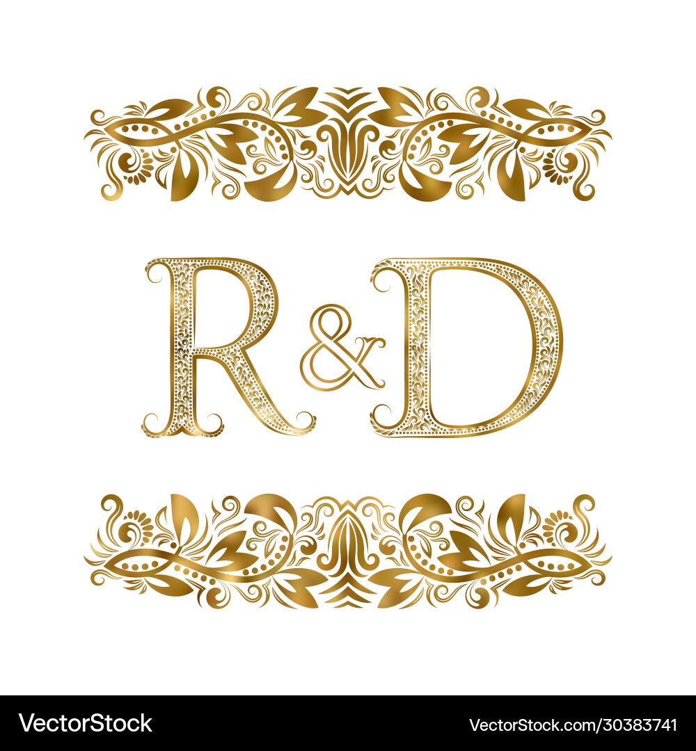 R and d vintage initials logo symbol letters Vector Image