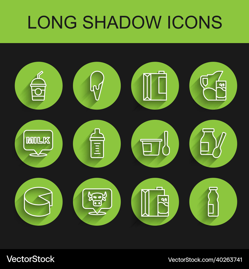 Set line cheese cow head milkshake paper Vector Image