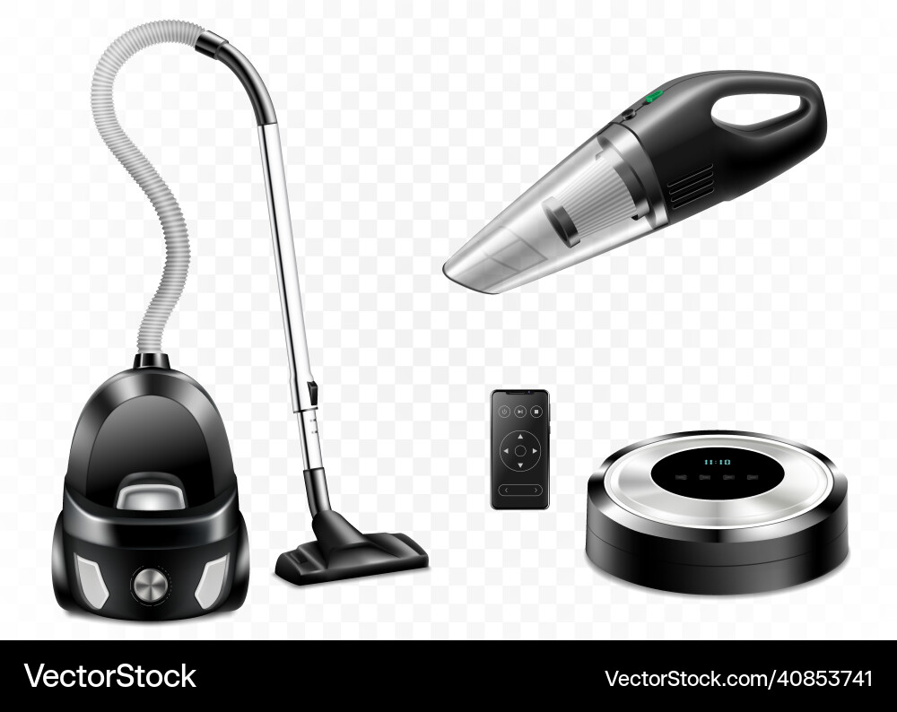 Set of realistic vacuum cleaners various types Vector Image