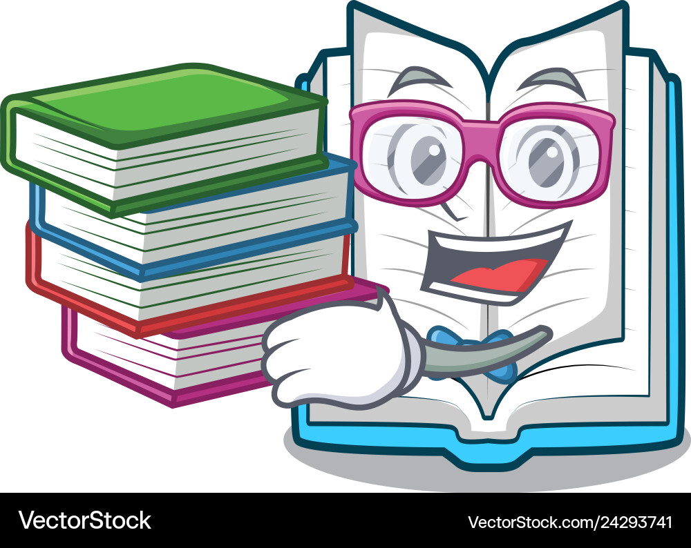 Student with book opened book in cartoon box Vector Image