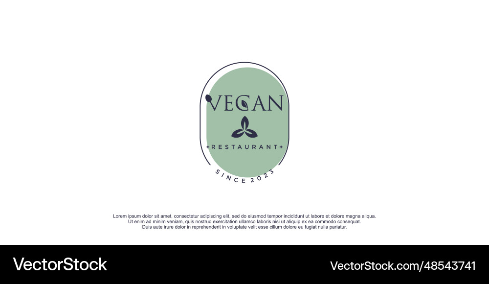 Vegan food logo with creative and unique design Vector Image
