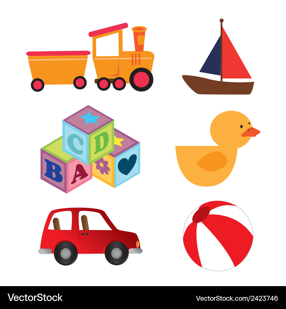 Baby toys over white background Royalty Free Vector Image
