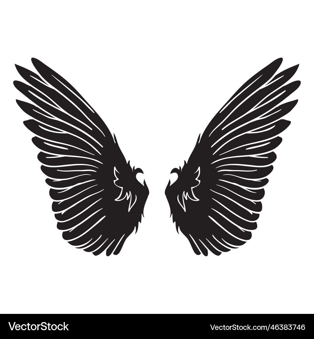 Bird angel wings cut out black Royalty Free Vector Image