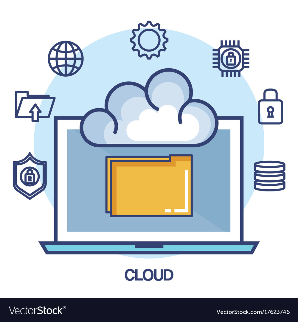 Cloud computing set flat icons Royalty Free Vector Image