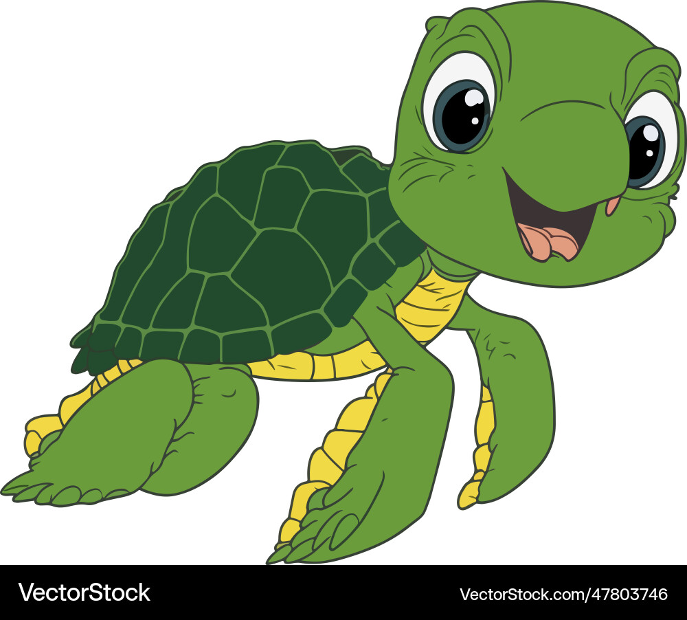 Cute Cartoon Sea Turtles Cartoon Illustration Little Sea Turtle Hi Res