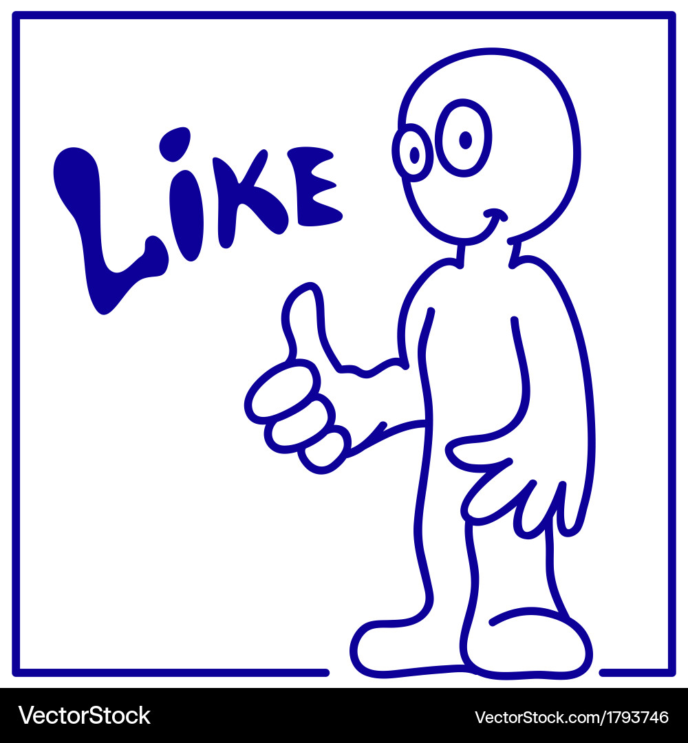 Drawn smiling little man shows like Royalty Free Vector