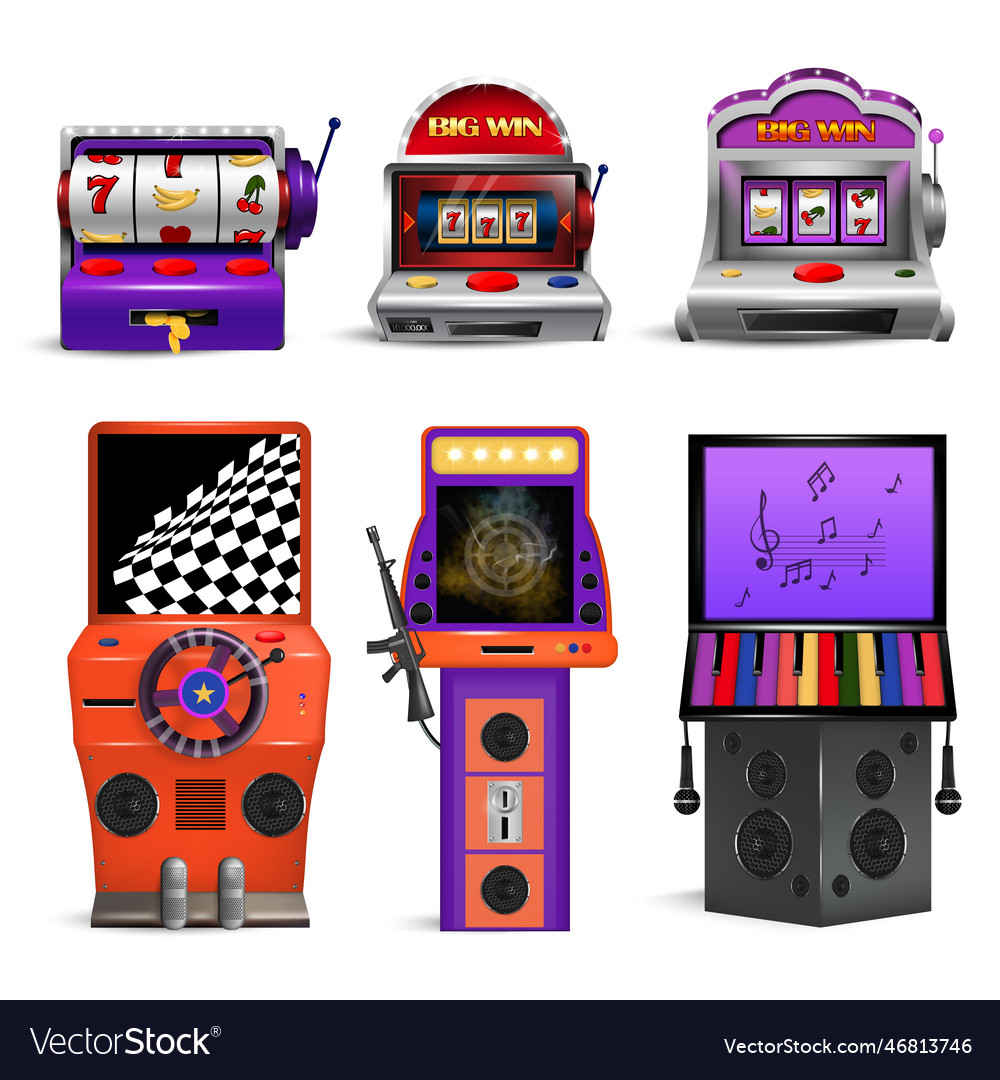 Game machines realistic set Royalty Free Vector Image