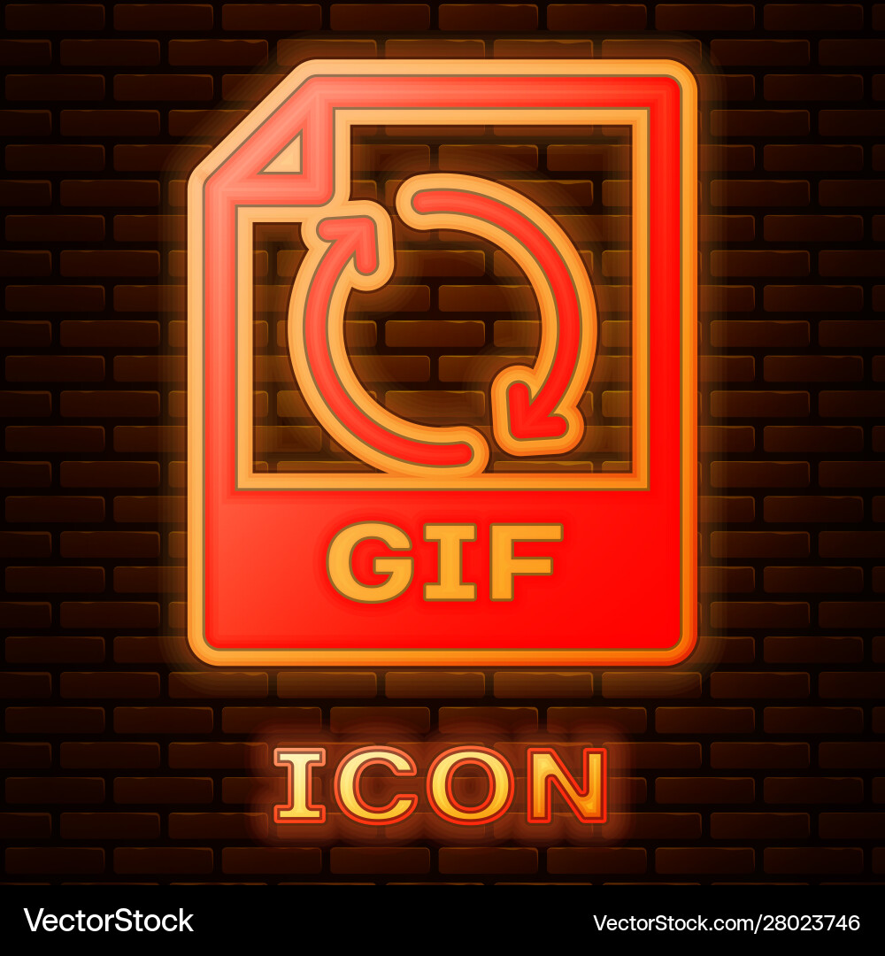 Glowing neon gif file document download gif Vector Image