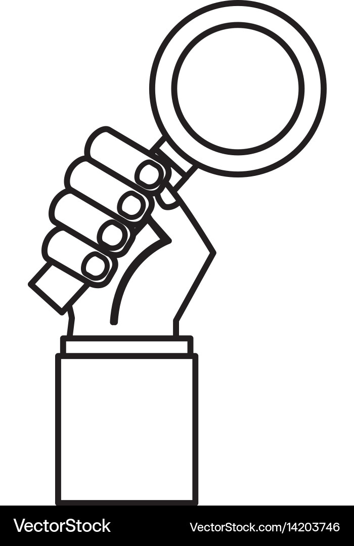 Hand human with search magnifying glass icon Vector Image