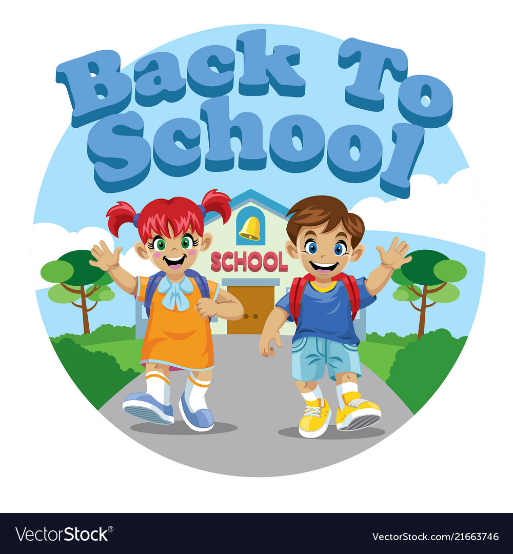 Happy school kids Royalty Free Vector Image - VectorStock