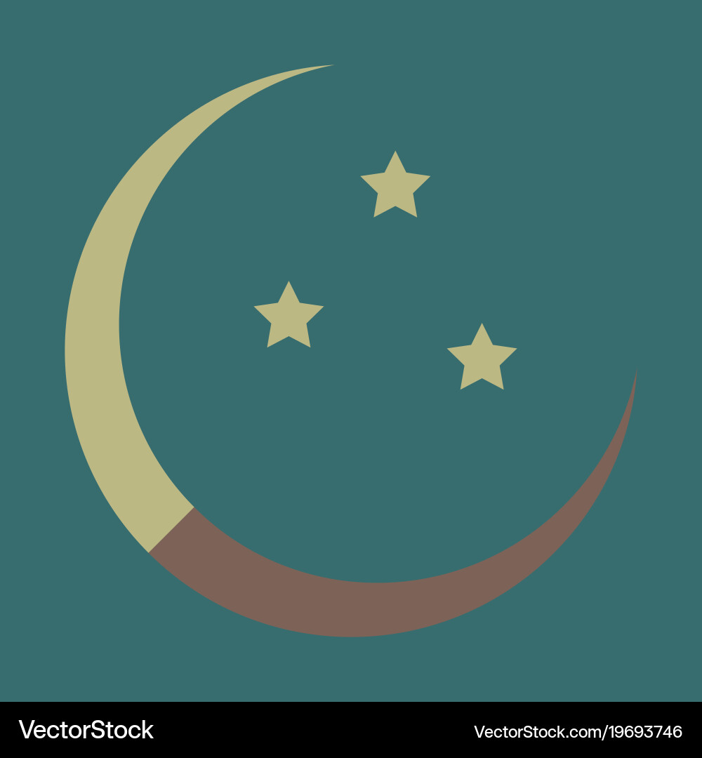 Icon in a flat style ramadan moon and stars Vector Image