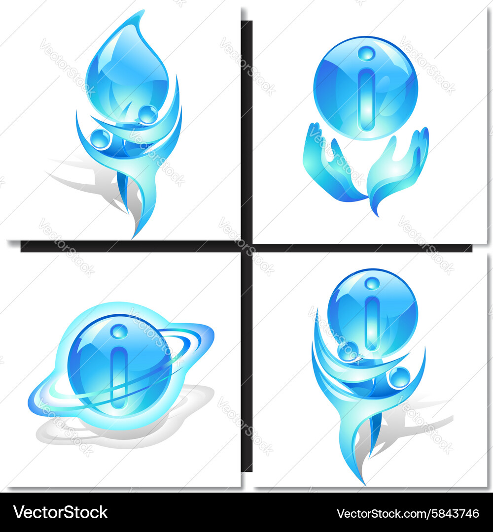 Icon with blue dancers and ball Royalty Free Vector Image
