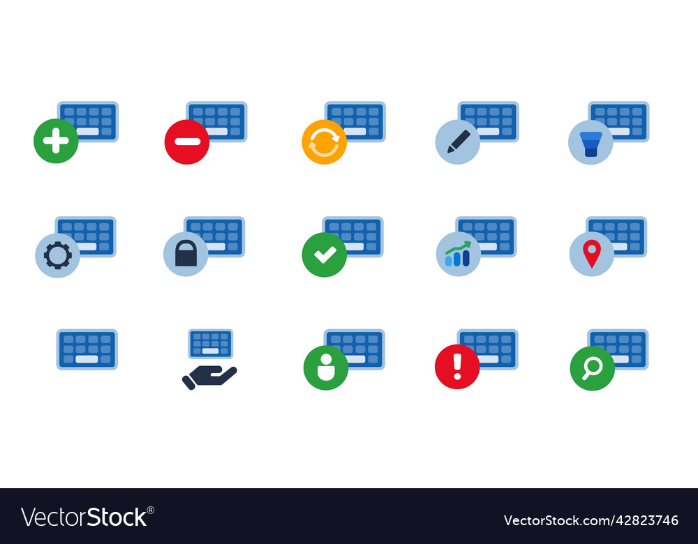 Keyboard digital input device button icon set Vector Image