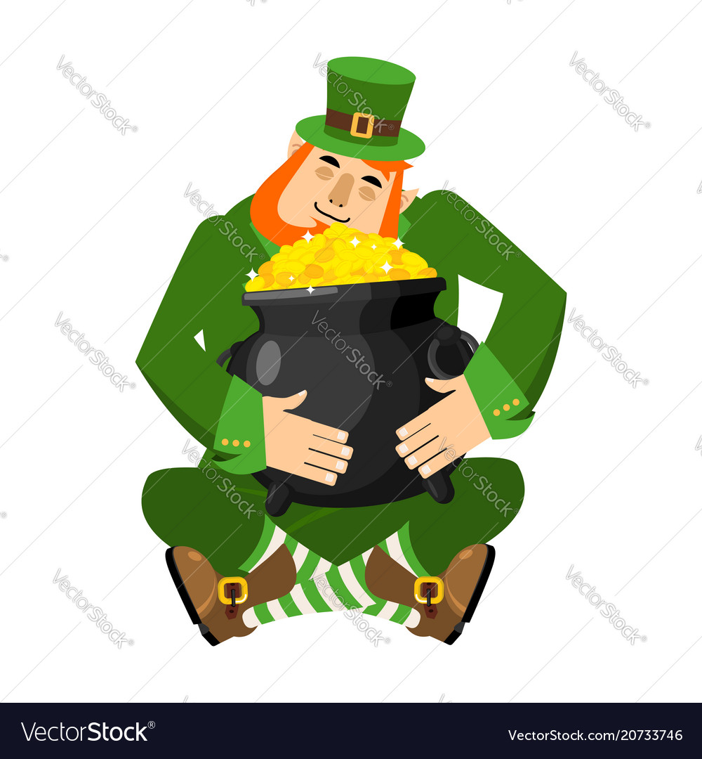 Leprechaun and pot of gold my precious stpatricks Vector Image