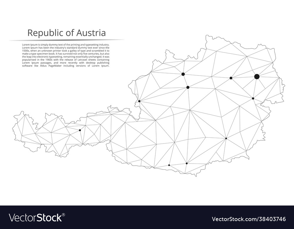 Map network austria low-poly Royalty Free Vector Image