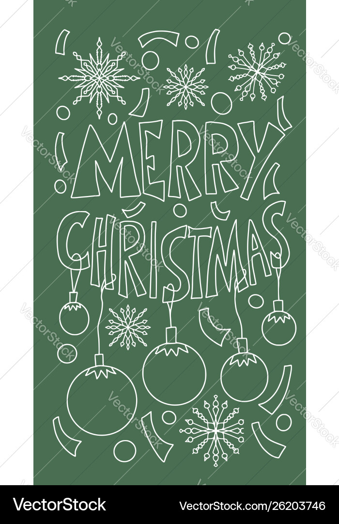 Merry christmas story post with hand drawn text Vector Image