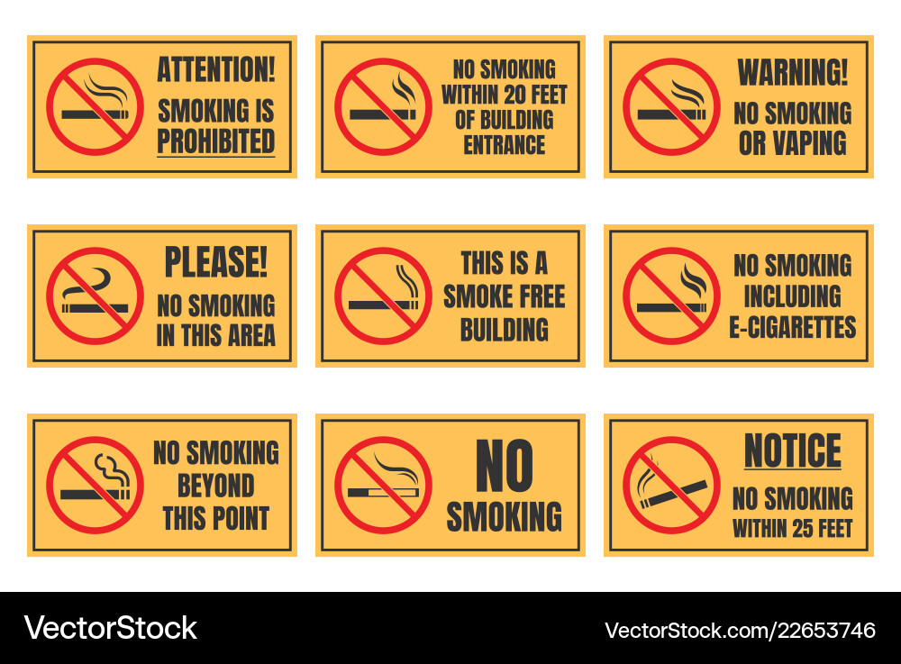 No smoking sign set is prohibited sticker Vector Image