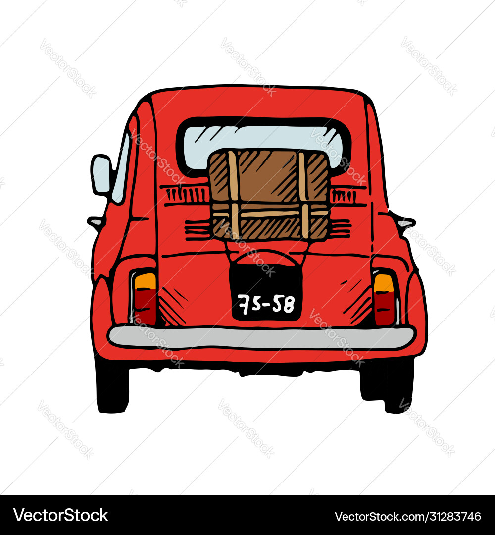 Red old car hand drawn retro automobile isolated Vector Image