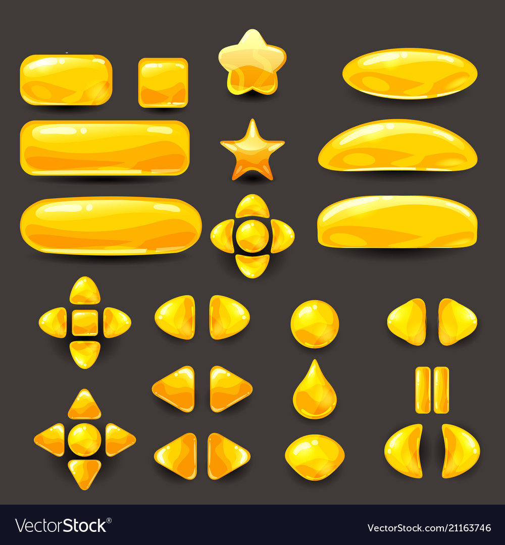 Set game ui complete yellow menu graphical Vector Image
