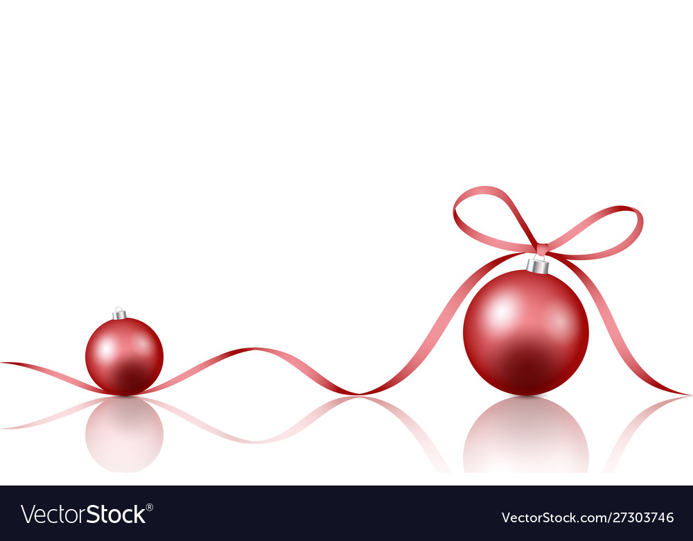 Two red christmas decoration baubles with ribbon Vector Image