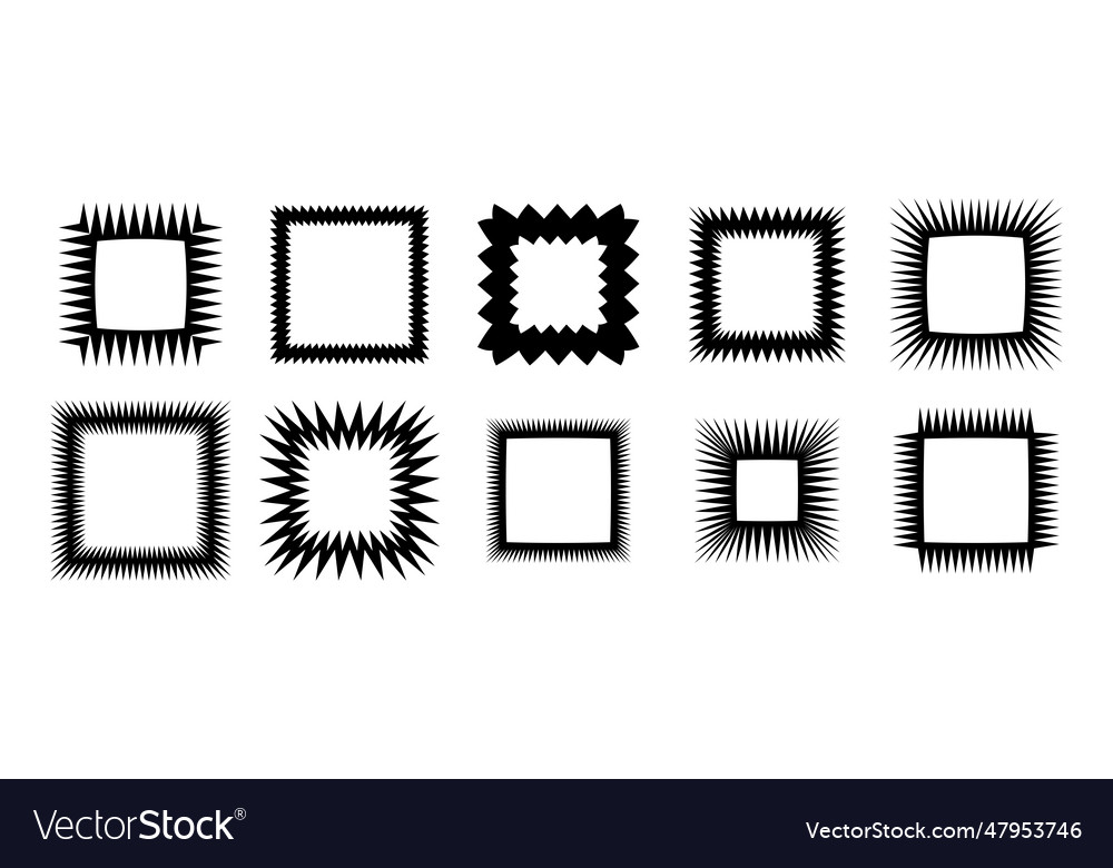 Zig zag edge square frames collection jagged Vector Image Zig zag edge square frames collection jagged Vector Image