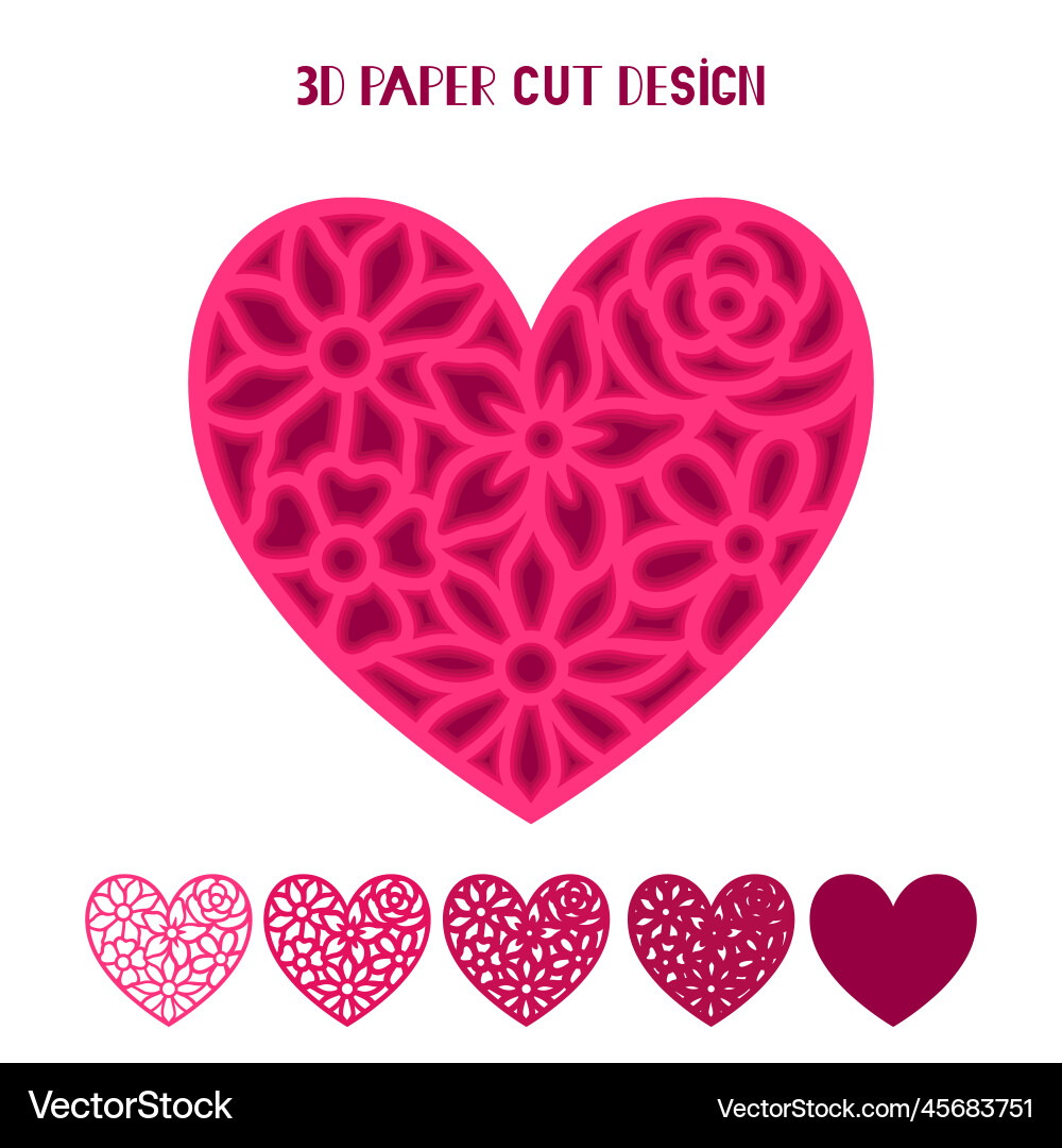 3d layered heart for valentines day Royalty Free Vector